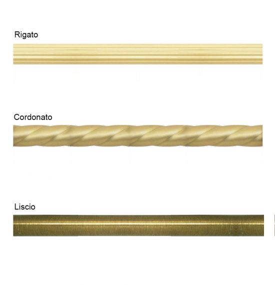 Bastone in ottone lucido - satinato- brunito con anelli e supporti ...