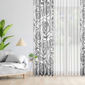 Tenda doppia moderna Rose grigio e tortora - su misura | Tendaggi su ...