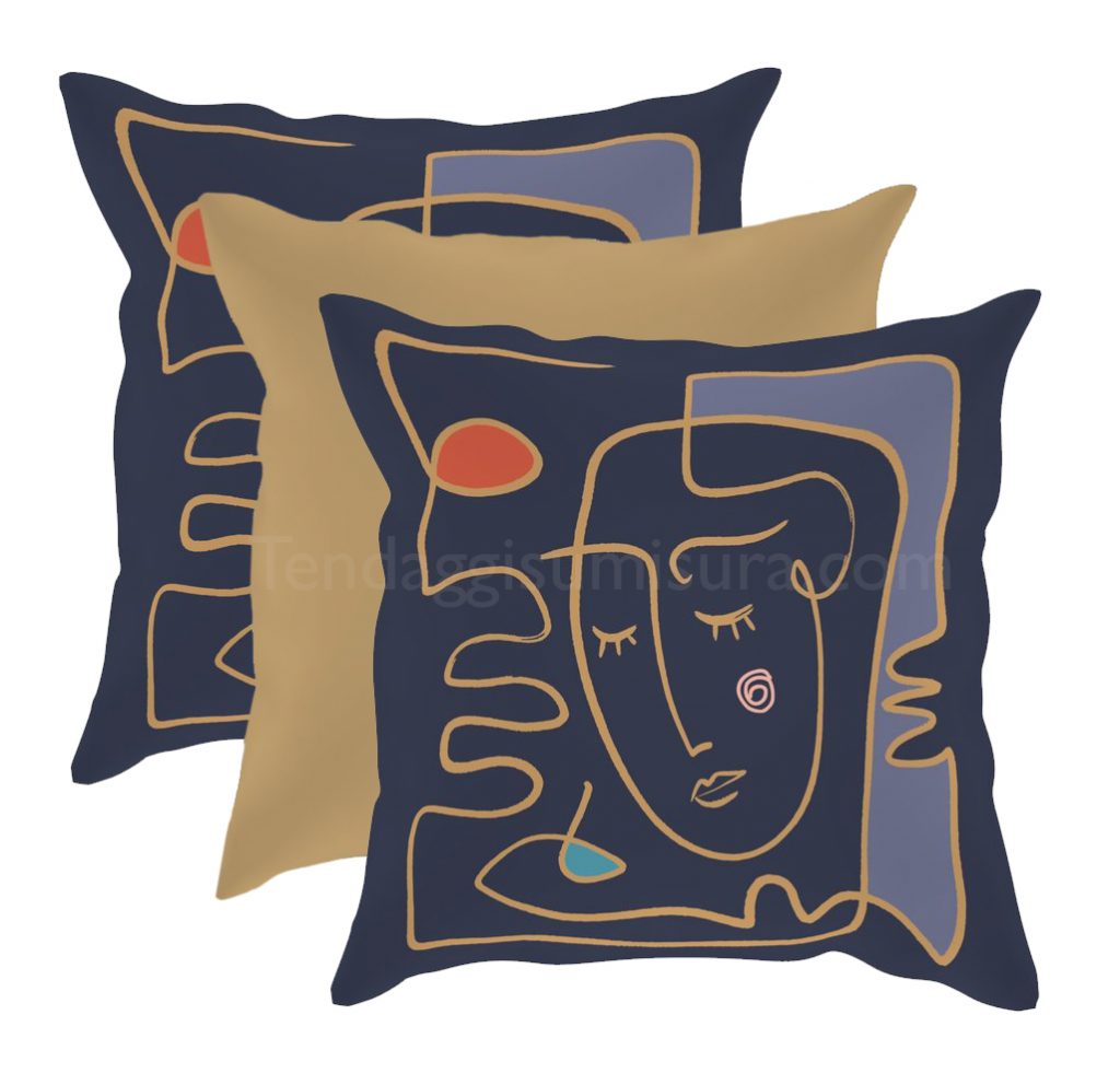 Set 3 cuscini arredo design blu PICASSO EXPRESSION | Tendaggi su ...