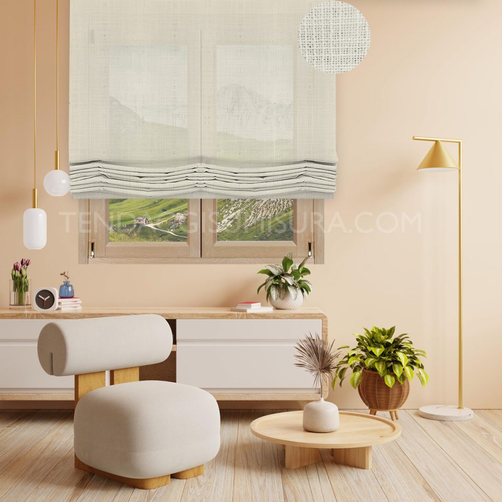 Tenda a pacchetto etnica bianca - panna - beige – su misura. Tessuto ...